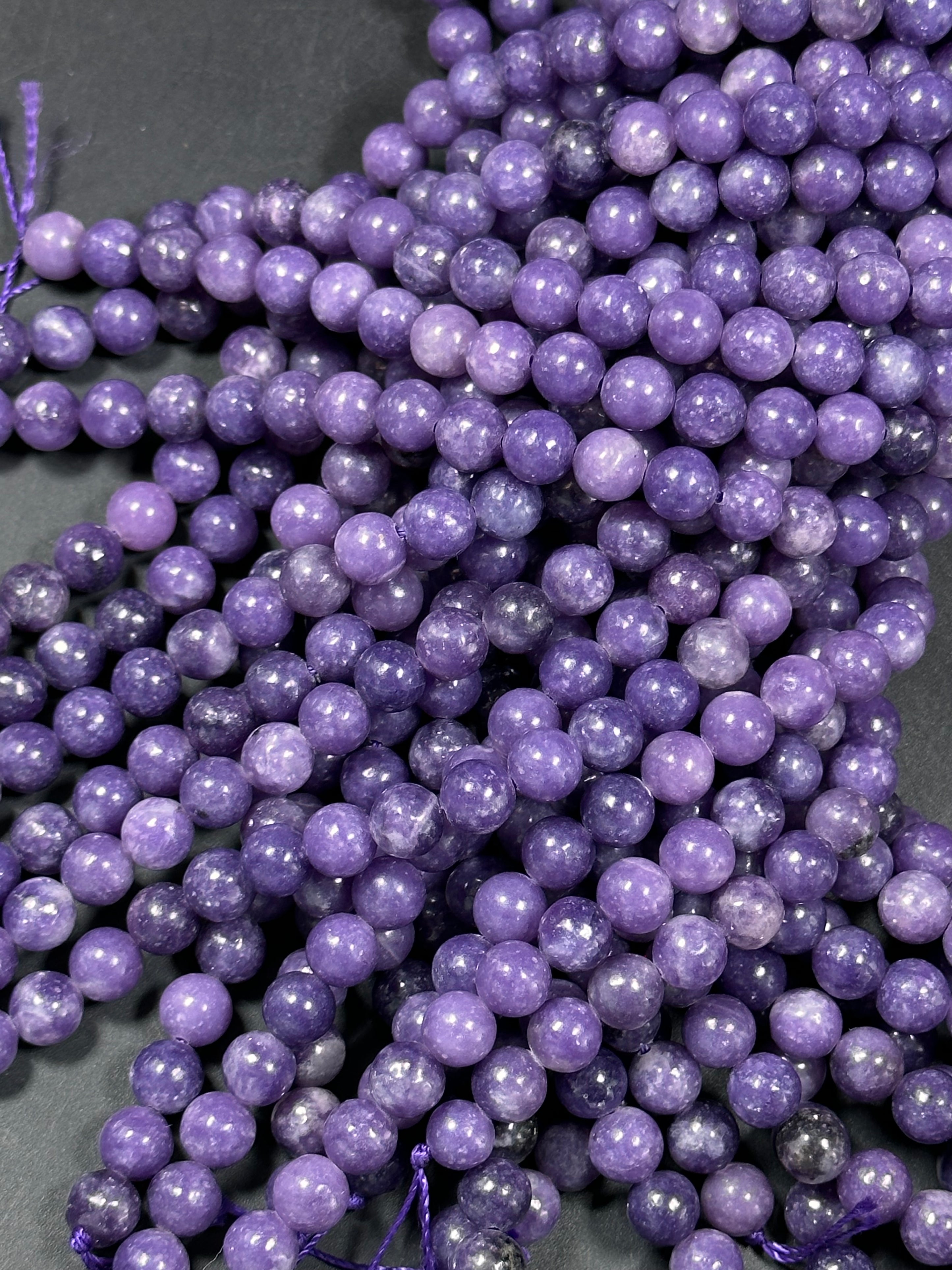 NATURAL Lepidolite Gemstone Bead 6mm 8mm 10mm Round Bead, Beautiful Na ...