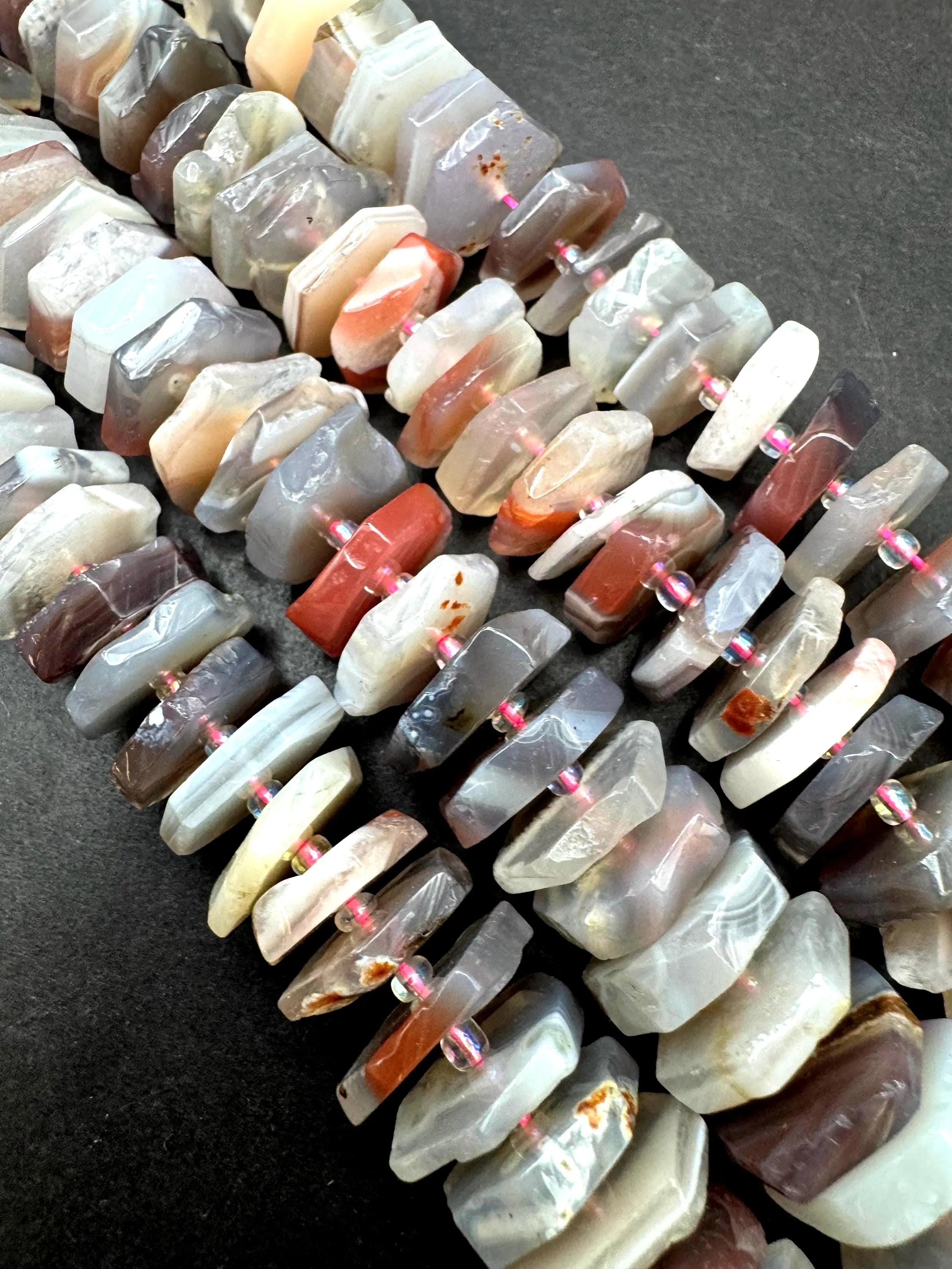 Natural Botswana gemstone bead. pinwheel shape . Gorgeous natural pink ...